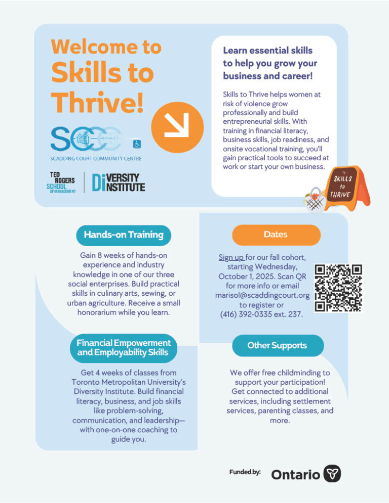 Skills to thrive training - offered by sccc (scadding court community ...
